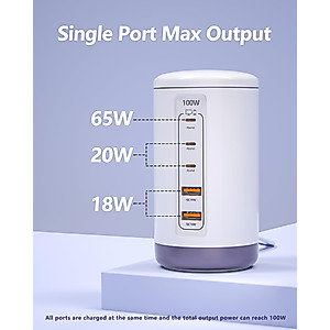 100W USB Tower Charging Station,5 Port USB C Charger Block for Multiple Devices iPhone 15/15 Plus/15 Pro/15 Pro Max/MacBook Air Pro/Samsung/Tablet (Purple)