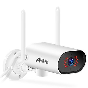 ANRAN Security Camera Outdoor with Pan Rotation 180° Feature, 1080P WiFi Outdoor Security Cameras for Home, IP65 Waterproof, Plug-in Power, 2.4G WiFi, SD and Cloud Storage, B4 White