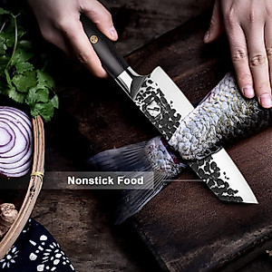 imarku Chef Knife Japanese Forged Knife 7.5 Inch High Carbon German Stainless Steel Meat Cleaver Knife Kitchen Kiritsuke Knife for Home and Restaurant Christmas Gift for Men and Women