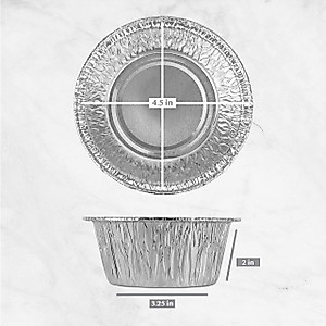Plasticpro 4.5'' Inch Round Tin Foil Pans Disposable Aluminum, Freezer & Oven Safe Pack of 50