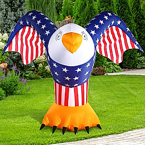 Kathfly 6FT Patriotic Inflatable Decor Independence Day American Flag Blow up Eagle Built in LED Light/Blower for Parade Veterans 4th of July Lawn Outdoor