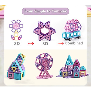 VIXA Magnetic Blocks Educational Castle Building Toys Creativity Kids DIY Magnetic Tiles with Wheels Storage Box Ideal for Birthday Halloween Christmas Party Gift for Girls & Boys-124 pcs