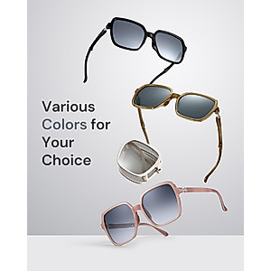 BENEUNDER Trendy Square Polarized Sunglasses, Lightweight Folding Sunglasses for Women Men, UV Protection for Fishing Driving Beach, Light Brown