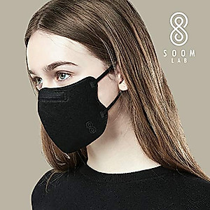 SOOM LAB, Hyper Purifying Breathing Mask, Disposable Face Mask, Elastic Ear Loop, Nanofiber Filter, Washable, Resuable, Pack of 10 (Black)
