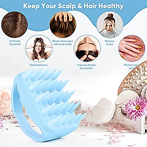 Bsisme Hair Scalp Massager Shampoo Brush, Scalp Care Hair Brush with Soft Silicone Bristles for Dandruff Removal and Hair Growth, Shower Hair Scalp Scrubber for Wet Dry Men Women Kids Pets Hair, Blue
