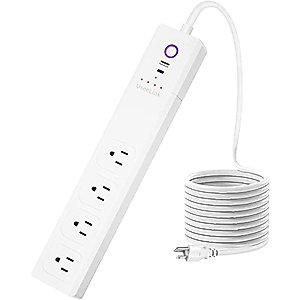 USB C Power Strips 65W, 4 Wide Outlets Power Bar, 5Ft Braided Extension Cord Flat Plug, Overload Surge Protection, Desk Charging Station for Office Home