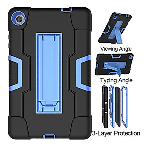 Mignova for Lenovo Tab M8 Gen 3 2022 Model Tab Case for Lenovo Smart Tab M8 / Smart Tab M8 TB-8505F 8505X 8505FS Case Soft Silicone Hard Back Shell Kids Friendly Cover Built in Kickstand (Black+Black)