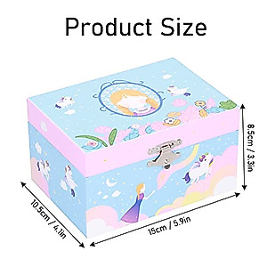 Pinsofy Musical Jewelry Box Portable Music Storage Box for Organizing Small Daily Items for Kids Girl for Children for Birthday GiftD Music Box