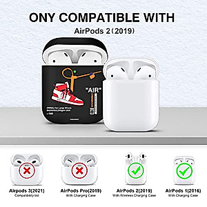 Gedicht for Airpods 2nd Generation Case Air Sports Shoes, Protective TPU Soft Airpod 1st Generation Case Cover Rugged for Apple Airpod 1&2 Case with Keychain for Women Men，Black Red