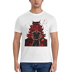 Baki Anime The Grappler Shirt Men's Personalised Crew Neck Short Sleeve T Shirt Fashion Graphic Tees White Medium