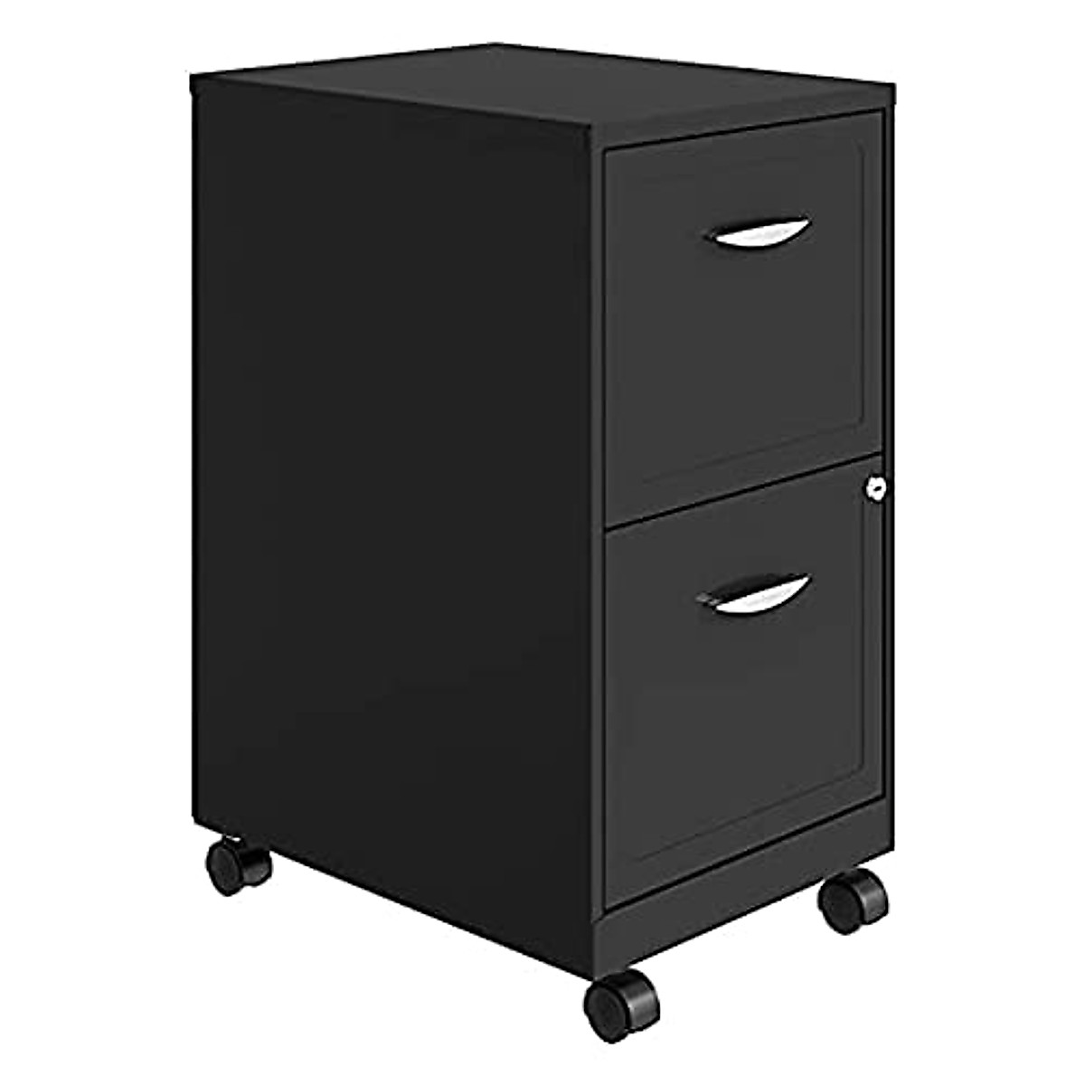 Space Solutions 18 Inch Wide Metal Mobile Organizer File Cabinet for Office Supplies and Hanging File Folders with 2 File Drawers, Charcoal