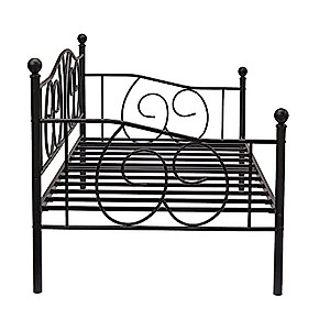 VECELO Metal Daybed Frame Multifunctional Platform Bed Sofa Mattress Foundation with Deluxe Headboard, Twin, Black