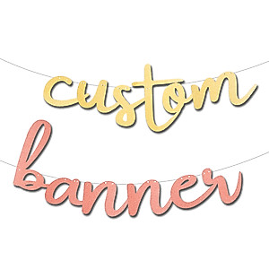 envizins Custom Cursive Script Lowercase Gold, Rose Gold, Silver Glitter Letter Banner, You Could Personalize a Phrase-Word-Number-Name-symbol. Roll String Included