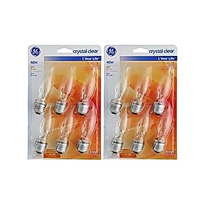 GE Lighting Crystal Clear, Decorative Bent Tip Light Bulb, 40 Watt (350 Lumens) 12 Count
