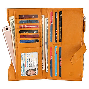 Mou Meraki Women RFID Blocking Real Leather Bifold Wallets For Women-Shield Against Identity Theft (Yellow)