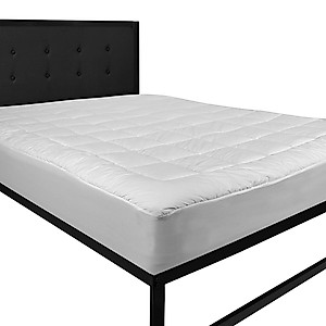 Flash Furniture Capri Comfortable Sleep Mattress Pad-Cotton Top-Deep Pockets-Hypoallergenic, King, White