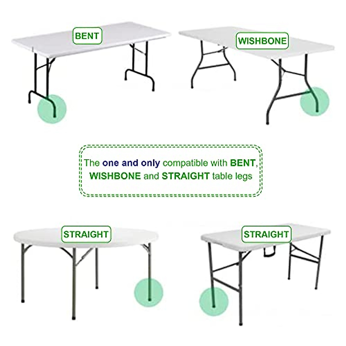TEH SMART Table Leg Extenders for Folding Table – 4-Pack Table Risers for Straight and Bent Legs – Highly Durable Steel Construction – 16 Inches Height – Ideal for Back Pain (Black, 400x35)