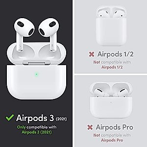 CYRILL Airpods 3 Generation Case Cover Color Brick with Carabiner Designed for Airpods 3 Generation Case (2021) [Front LED Visible] - Dark Gray