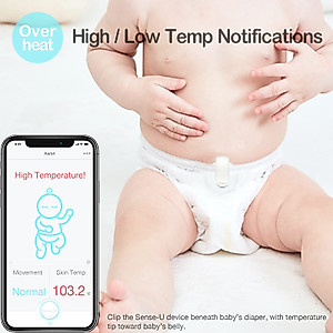 Sense-U Baby Breathing Monitor 2 - Monitors Infant Breathing Movement, Rollover, Temperature and Indoor Humidity Level from Anywhere with Lights and Sounds Alerts, Pink