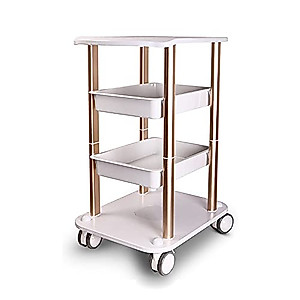 4-Layer Trolley Stand Multifunctional Rolling Cart Aluminum and Plastic Barber Shop Bar Household Commercial Storage Rack Shelf with Wheels for Salon Machine Equipment Instrument 27.6X 18.9X 15in