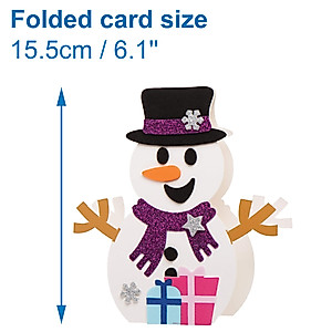 Baker Ross AX531 Snowman Mix & Match Card Kits - Pack of 6, Personalize Your Own Festive Cards, Arts and Crafts for Kids