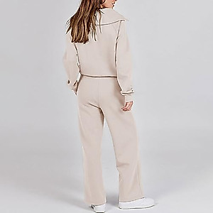 My Recent Orders Placed By Me Sweatshirt and Sweatpants Set Women Women Fashion 2023 Lounge Sets Oversized Sweatshirt Wide Leg Sweatpant Comfort 2 Piece Outfits Sweatsuit Loose Tracksuit H02 Beige