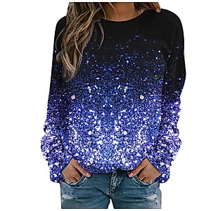 HHoo88 Womens Fall Clothes Long Sleeve Sweatshirts Pullover Colorful Graphic Shirts Casual Loose Crewneck Tops Blouse