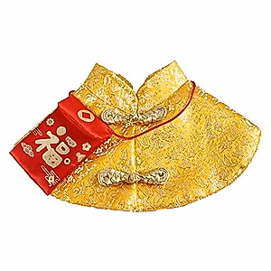 BESUFY Autumn Winter Kitten Cloak New Year Style Acrylic Tang Suit Pet Warm Clothes,New Year Christmas Cotton Vest for Medium Large Dogs Chinese Tang Style Yellow XS
