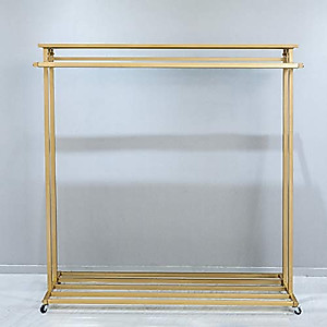 Metal Clothing Rack Standing Garment Rack Boutique Rolling Display Rack Closet Organizer 63'' (Gold)