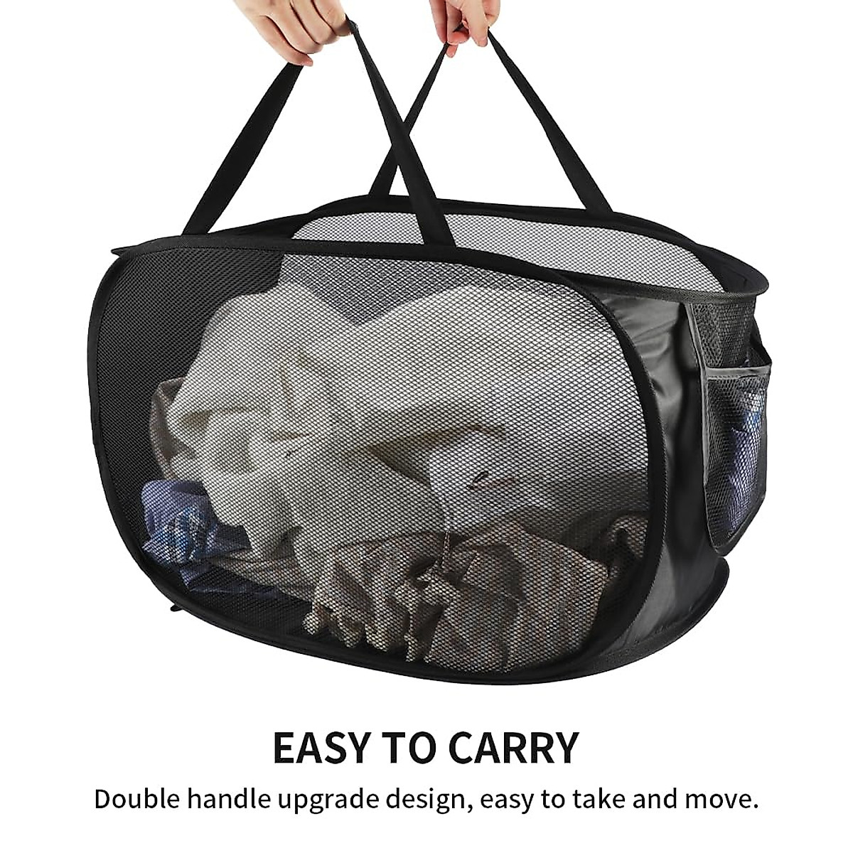 Collapsible Laundry Baskets, Durable Mesh Laundry Hamper with Handles, Portable Foldable Laundry Basket for Dorm, Bathroom & Travel