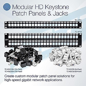 TRENDnet Cat6 Keystone Jack, 25-Pack Bundle, 90° Angle Termination, Compatible with Cat5, Cat5e, Cat6 Cabling, Color-Coded Labeling, Gold-Plated Contacts, Tool-Less Design, White, TC-K25C6