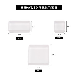 CHANCETSUI 11-Piece Stackable Drawer Organizer Set, Multi-size Desk Drawer Organizer Trays Vanity Storage Bins for Storing Makeup, Stationery, Utensils in Bathroom Dresser, Office and Kitchen