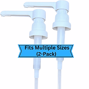 Dual Fitting Pump Dispenser for Gallon Jugs and Smaller Bottles (8cc Each Pump/Fits 28-400 and 38-400) Leak Proof for Household and Commercial Use, Plastic Pump for 1 Gallon Jug - BPA Free (2-Pack)