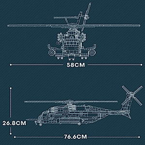 CHUO Military Army Airplane Building Bricks, MOC-127265 CH-53E Super Stallion Military Helicopter Building Blocks, 1/35 MOC Aircraft Model Plane Toy (2192 PCS)
