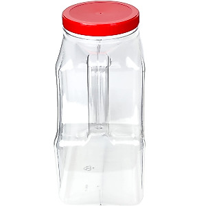 Dubble O 4-Pack Clear Wide Mouth Plastic Jar for Dry Goods/Spice Jar with Handle and Lid - 160 oz. / 1.25 Gallon - Food and Household Supplies Storage Container/Organizer