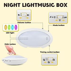 nicknack Baby Sleep Soother Toy Sheep Plush Toy Soft Stuffed Animal with Night Light & Soothing Sounds for Toddler Boys and Girls Gift