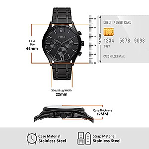 Fenmore Midsize Multifunction Black Stainless Steel Watch