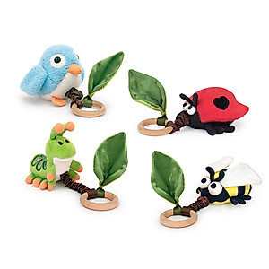 Apple Park Crawling Blue Birdie Teething Baby Toy - Hypoallergenic, 100% Organic Cotton, Bamboo Ring