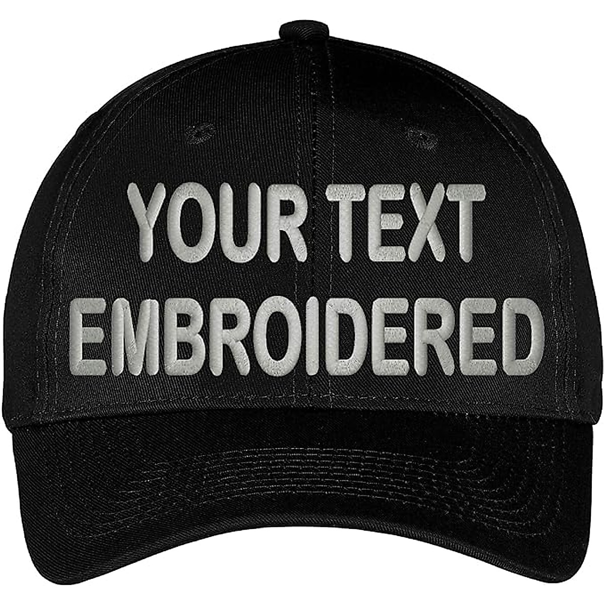 UNAMEIT Custom Hat for Mens Embroidered Your Own Text Adjustable Back Curved Bill (Black)