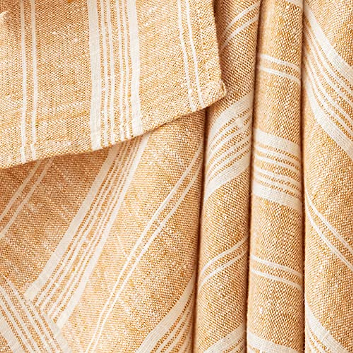 Set of 2 Gold Linen Tea Towels Multistripe 18" x 26", Made in Europe, Bath Linen, European Linen, Machine Washable, Super Absorbent