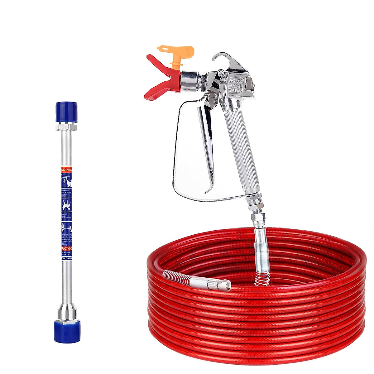 DUSICHIN DUS-365 Airless Paint Spray Gun High Pressure 3600 PSI 517 TIP Swivel Joint Extension Rod Paint Spray Hose 50 Feet Diameter 1/4 inch for Titan Graco Airless Paint Sprayer Aftermarket Parts