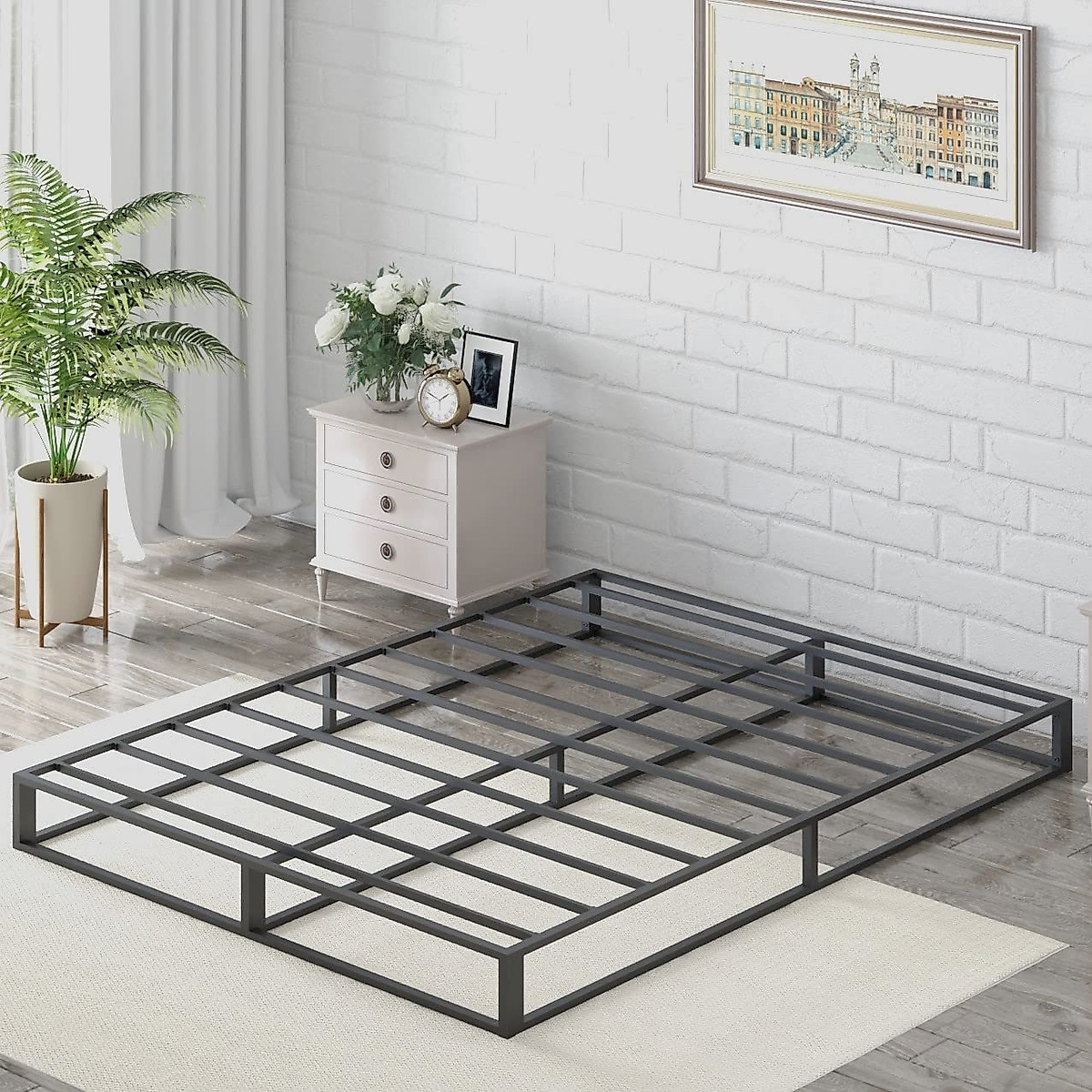Bilily 6 Inch King Bed Frame with Steel Slat Support, Low Profile King Metal Platform Bed Frame Support Mattress Foundation, No Box Spring Needed/Easy Assembly/Noise Free