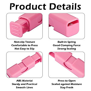 12Pcs Squeeze Bread Bag Clips, Food Bag Cinch Clips, Good Grips Collection Bag Clip Reusable for Bagel, Nuts, Rice, Beans, Dried Fruit, Frozen Food Sealing (Blue, Green, Pink)