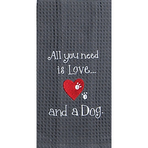 Kay Dee Designs Need Dog Love Embroidered Waffle Towel