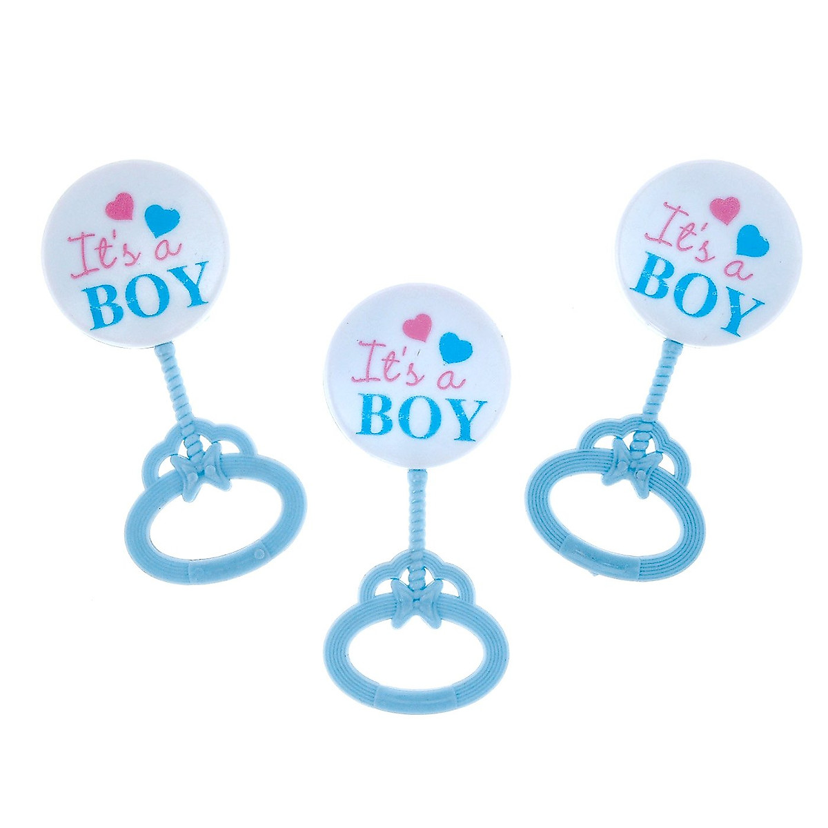 Homeford Mini Plastic Baby Rattle Favor Decorations, 3-1/2-Inch, 12-Count (Blue)