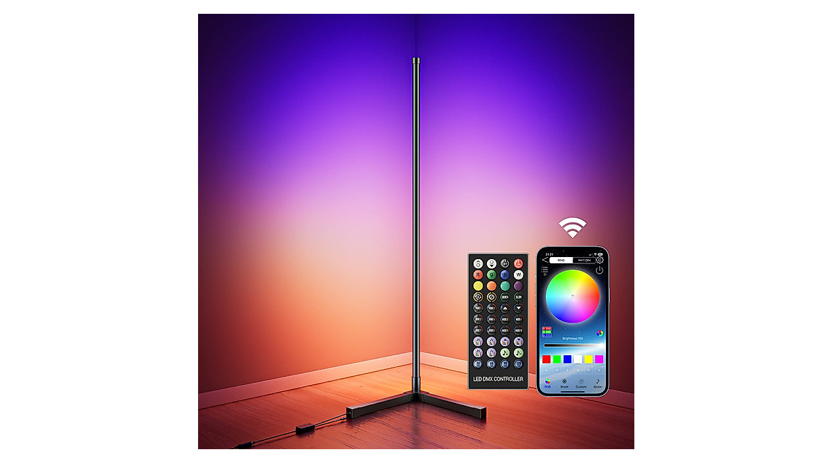 Luckadoo RGB Corner Floor Lamp: Smart App & Music Sync
