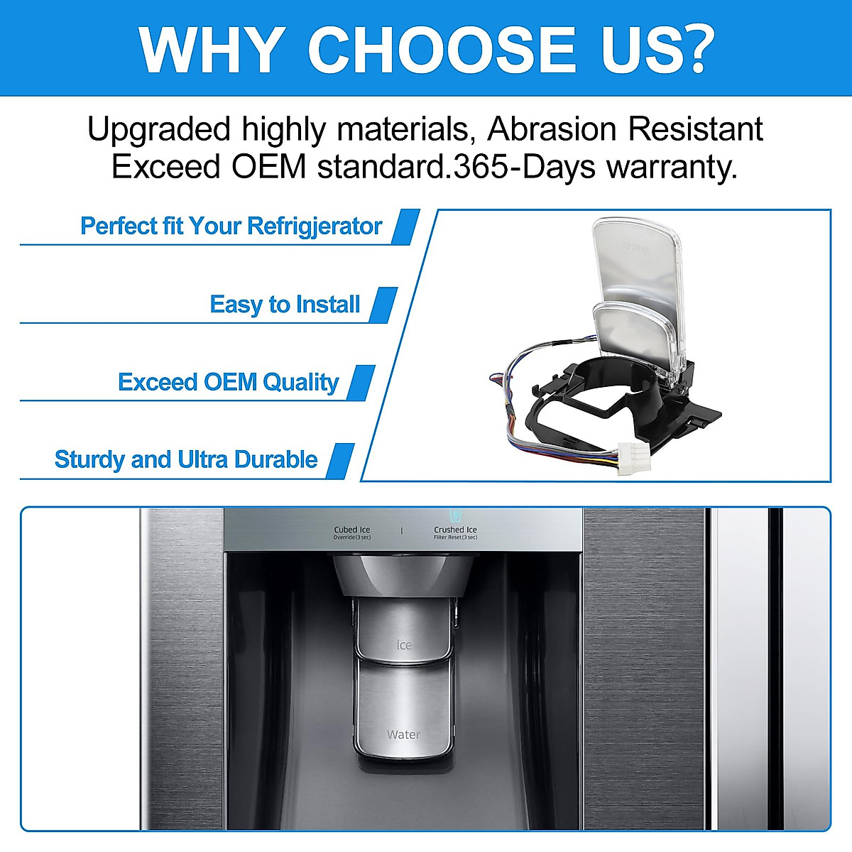 UPGRADED DA97-12628N Refrigerator Assembly Lever Dispenser Replacement, Compatible with Samsung Refrigerator Parts RF31FMEDBWW/AA-00 RF31FMEDBSR/AA-03 RF31FMEDBBC Dispenser Ice Chute Funnel Lever