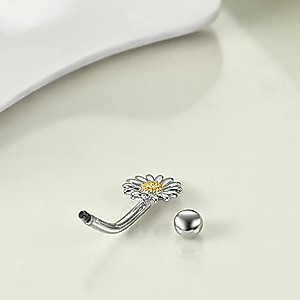POPLYKE 925 Sterling Silver Daisy Belly Button Rings Flower Navel Rings for Women Belly Ring Body Piercing Jewelry