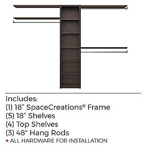 ClosetMaid 6105340 SpaceCreations 44" - 115" Wood Closet Organizer Kit, Classic White