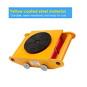 Dollate 6T 13200lbs Machine Skates Heavy Duty Machine Dolly Skate Machinery Moving Skate with 360° Rotation Cap & 4 PU Rollers, Machinery Mover for Industrial Moving Equipment, Yellow